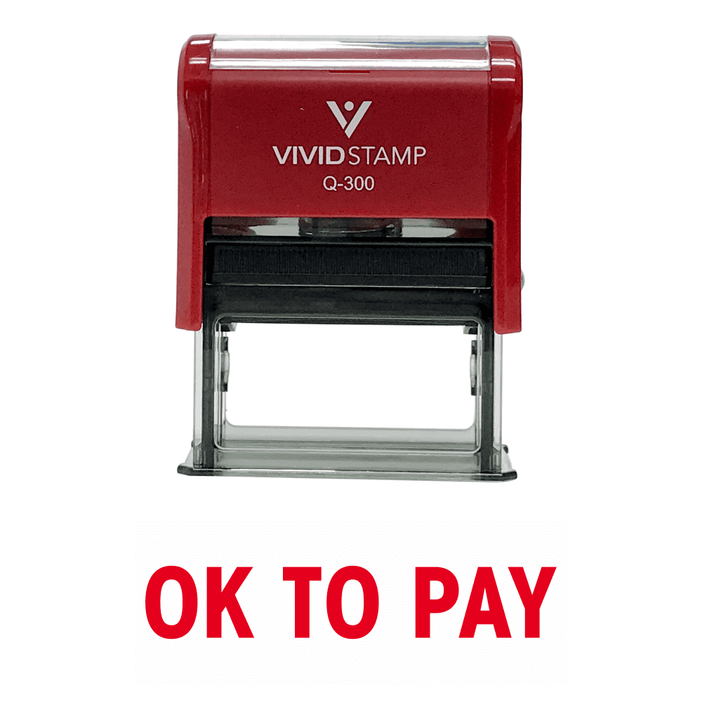 Vivid Stamp Ok To Pay Self Inking Rubber Stamp (Red Ink) - Large ...