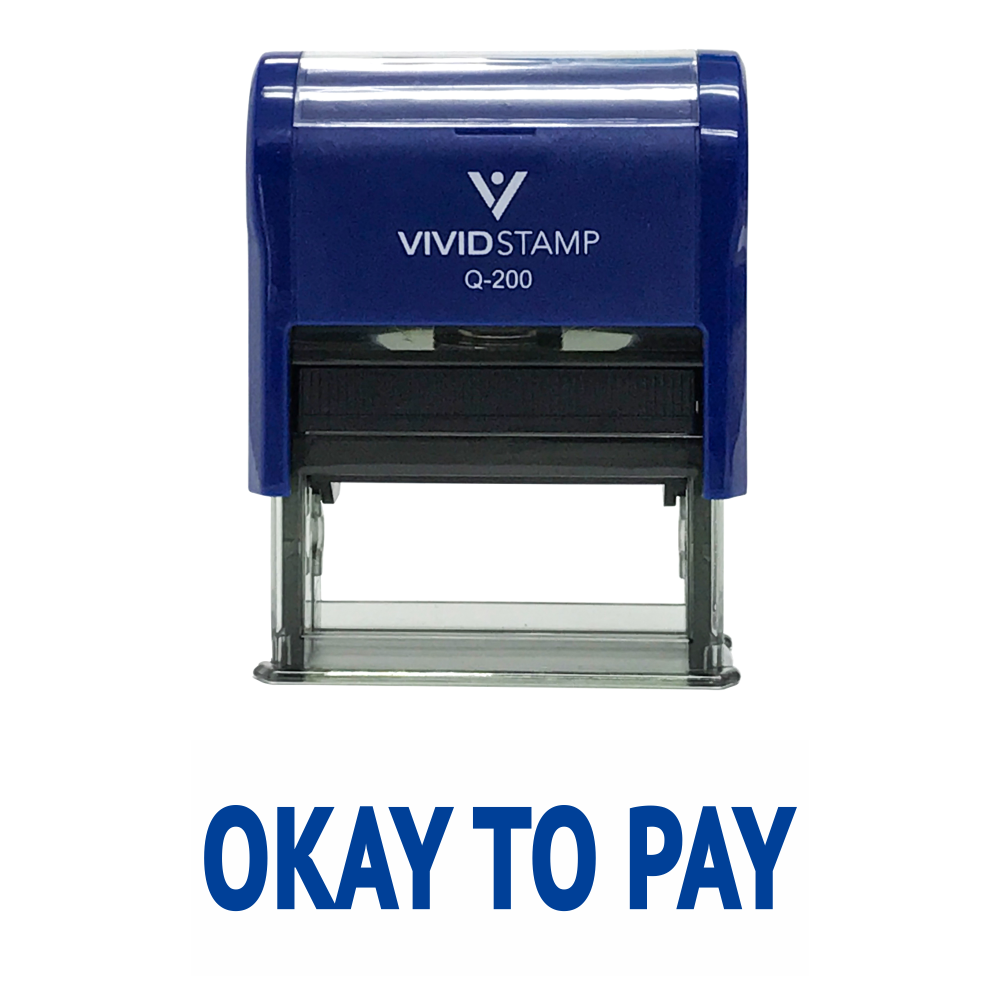 Vivid Stamp Okay To Pay Self Inking Rubber Stamp (Blue Ink) - Medium ...