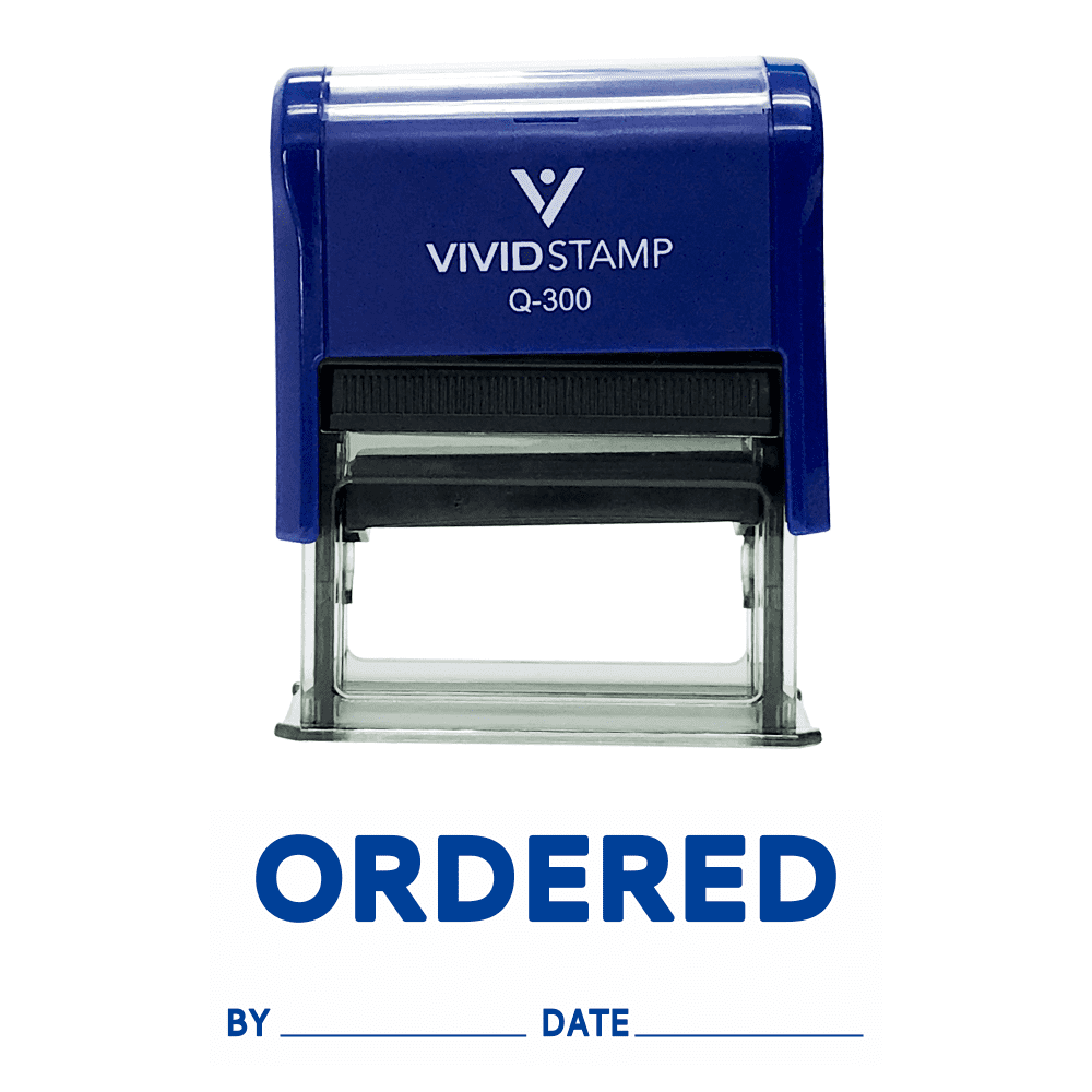 Vivid Stamp Ordered By Date Self Inking Rubber Stamp (Blue Ink) - Large ...
