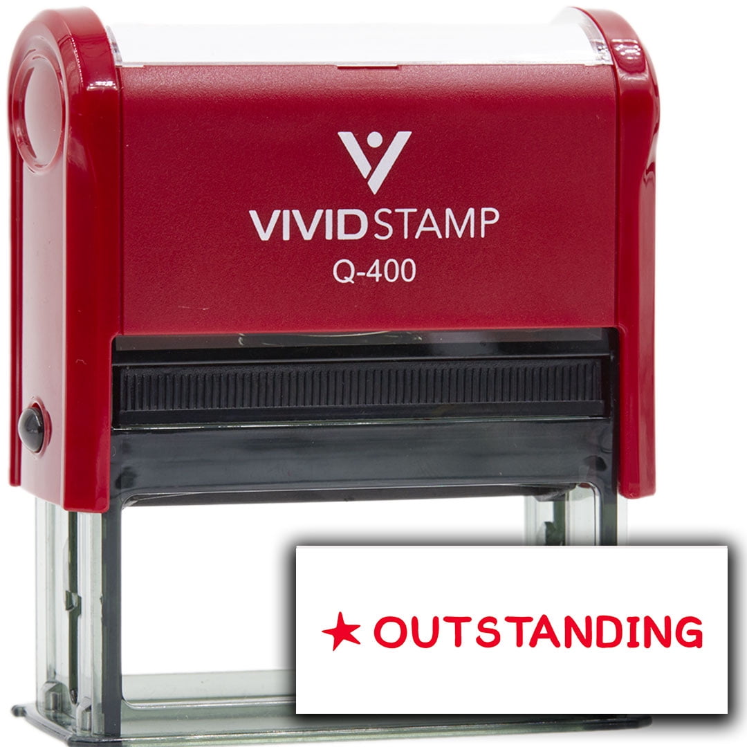Vivid Stamp Outstanding Self Inking Rubber Stamp (Red Ink) - Q-400 ...