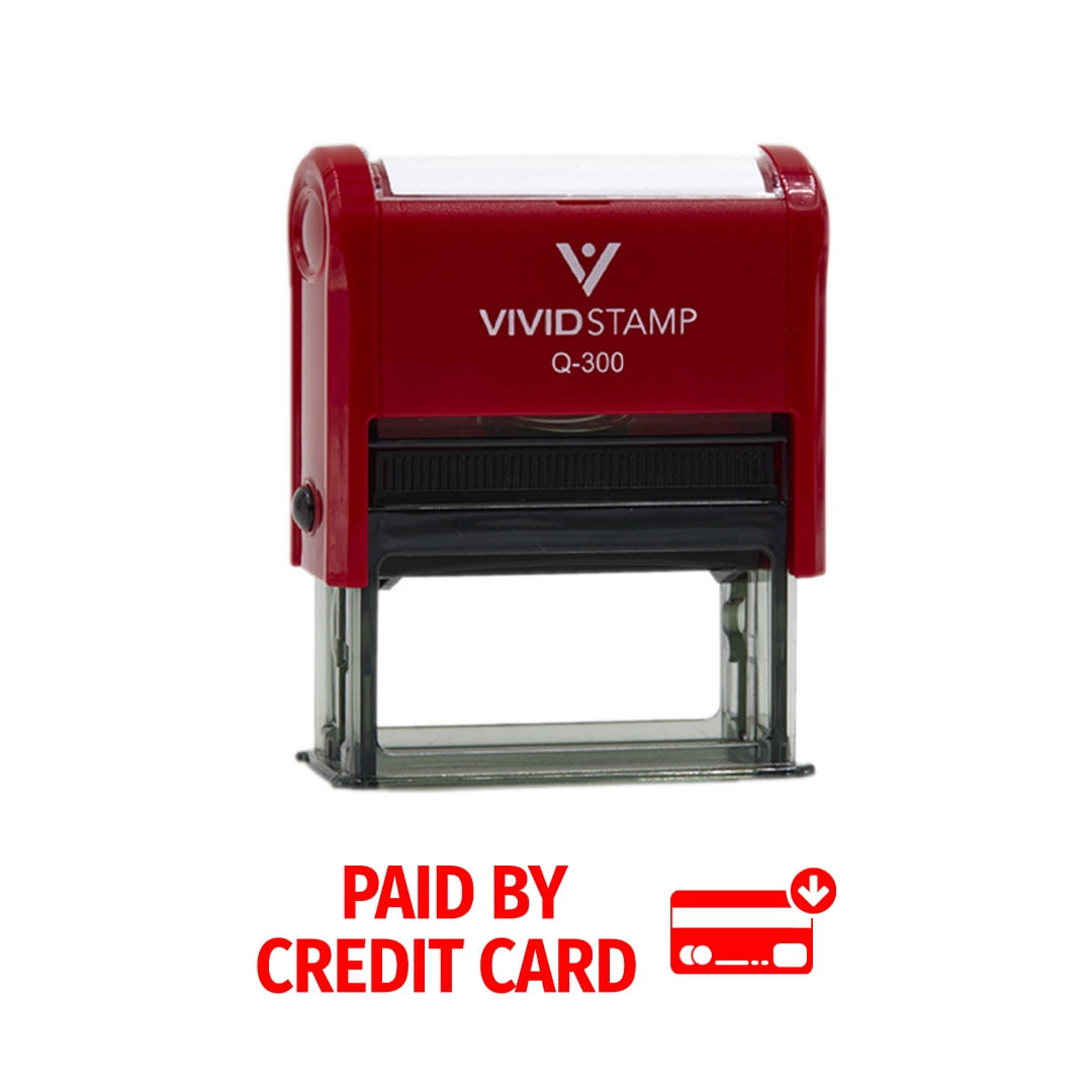 Vivid Stamp Paid By Credit Card Business Self-Inking Rubber Stamps (Red ...