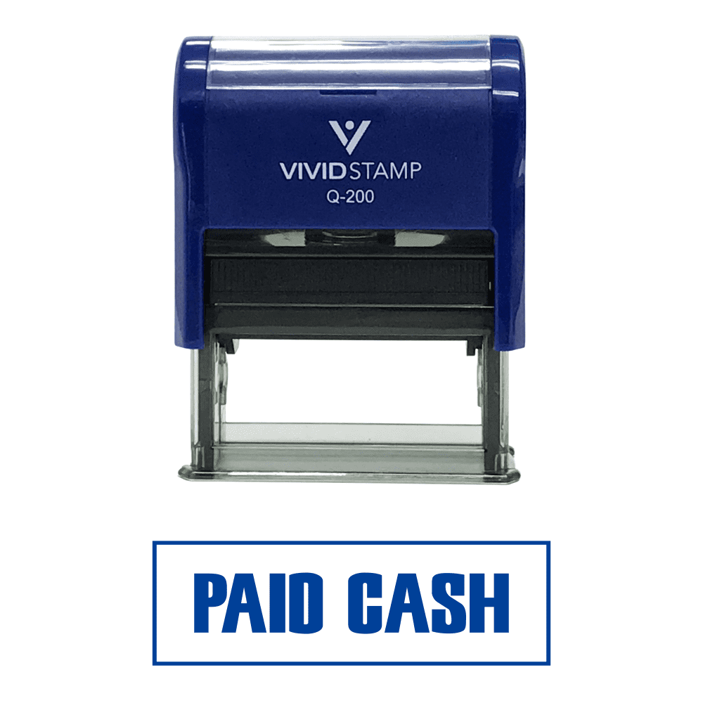 Vivid Stamp Paid Cash Self-Inking Office Rubber Stamp (Blue) - Medium ...