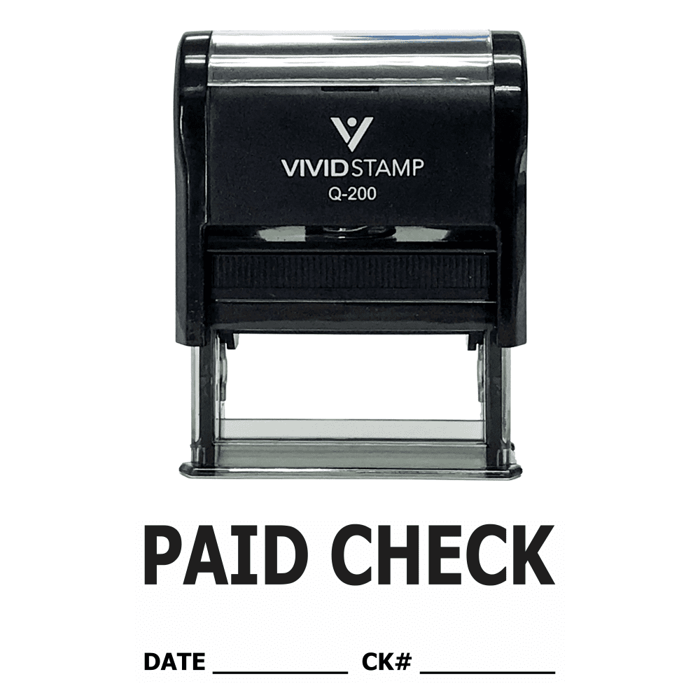 Vivid Stamp Paid Check W/ Date Ck# Line Self Inking Rubber Stamp (Black ...