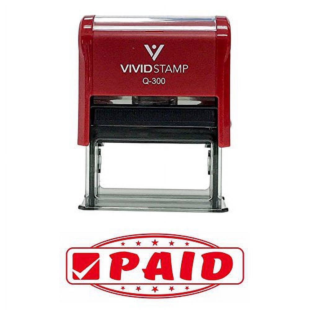 Vivid Stamp Paid Designer Office Self-Inking Office Rubber Stamp (Red ...