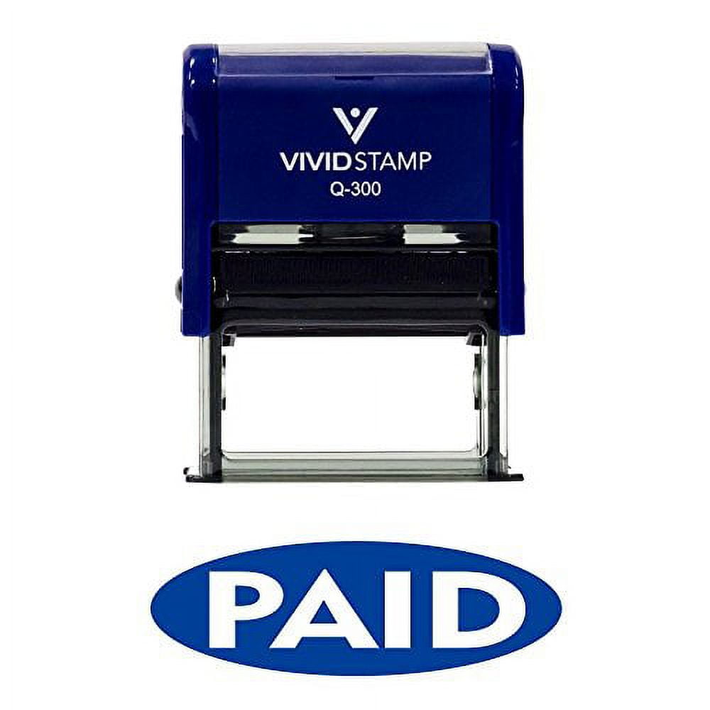 Vivid Stamp Paid Oval Reversed Self Inking Rubber Stamp (Blue Ink ...