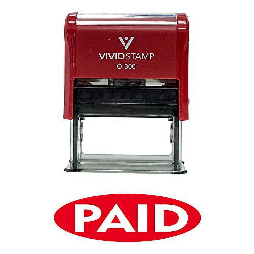 Vivid Stamp Paid Oval Reversed Self Inking Rubber Stamp (Red Ink) Large ...