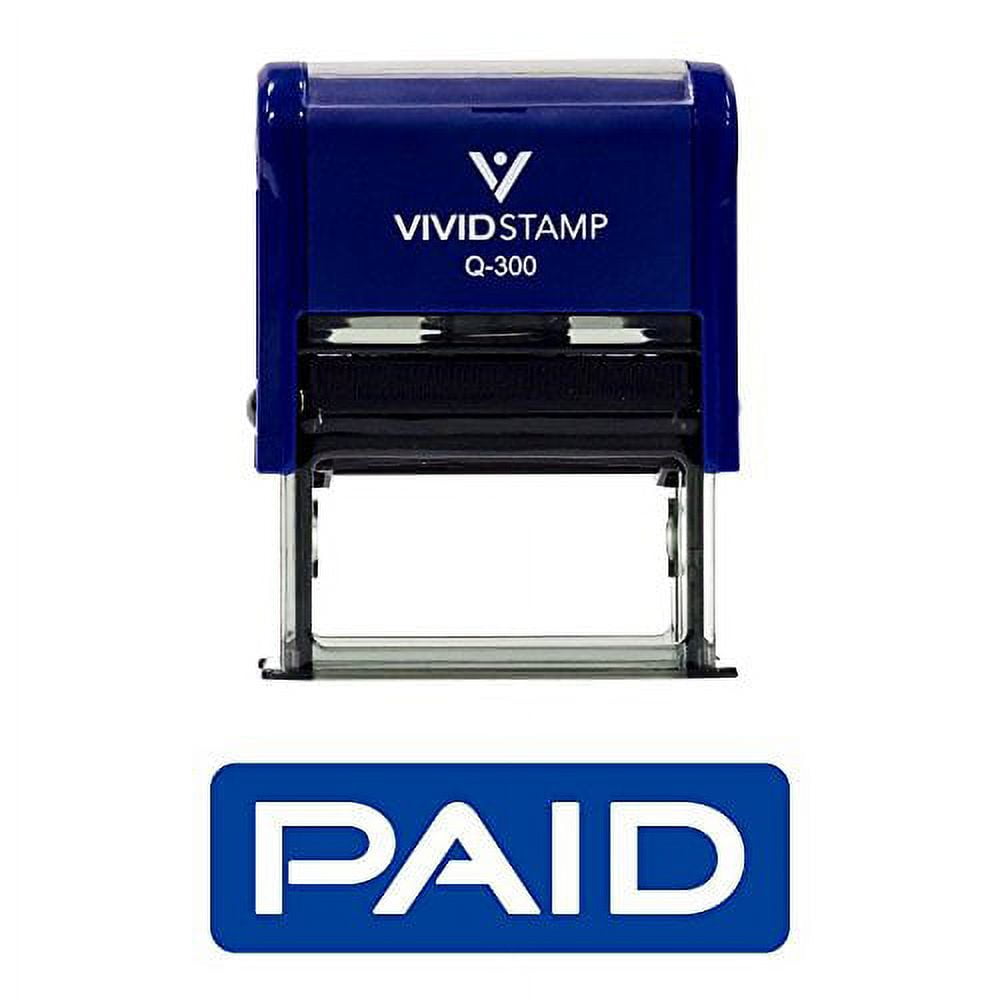 Vivid Stamp Paid Reversed Self Inking Rubber Stamp (Blue Ink) Large ...