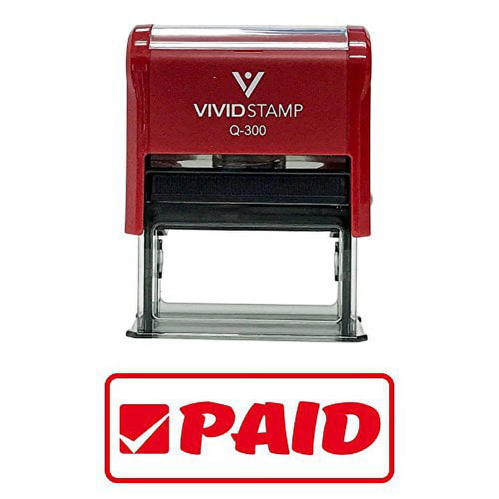 Vivid Stamp Paid W/Border Office Self-Inking Office Rubber Stamp (Red ...