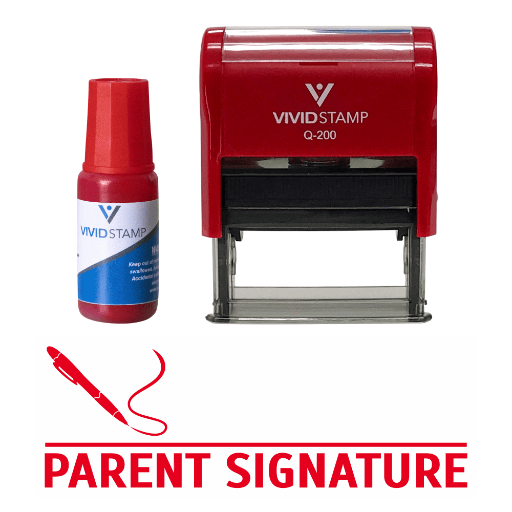 Vivid Stamp Parent Signature Self Inking Rubber Stamp Combo With Refill ...