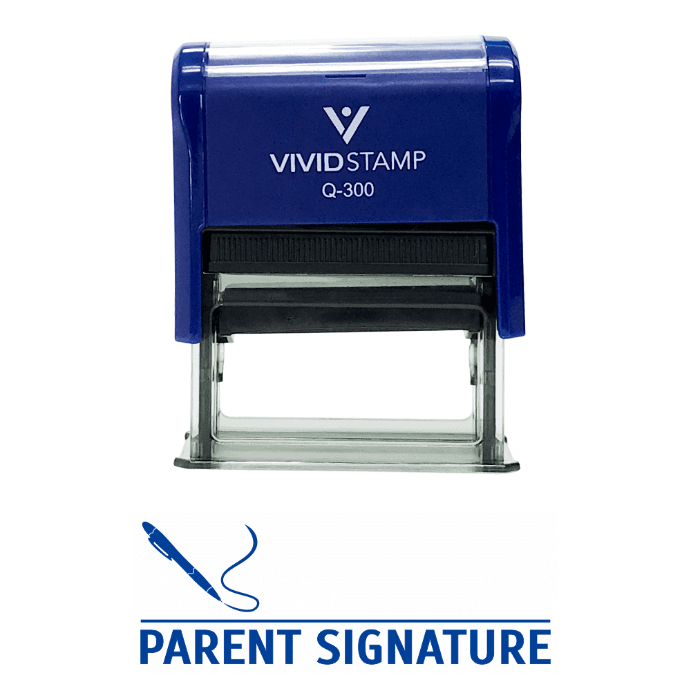 Vivid Stamp Parent Signature Teacher Self Inking Stamp (Blue Ink ...