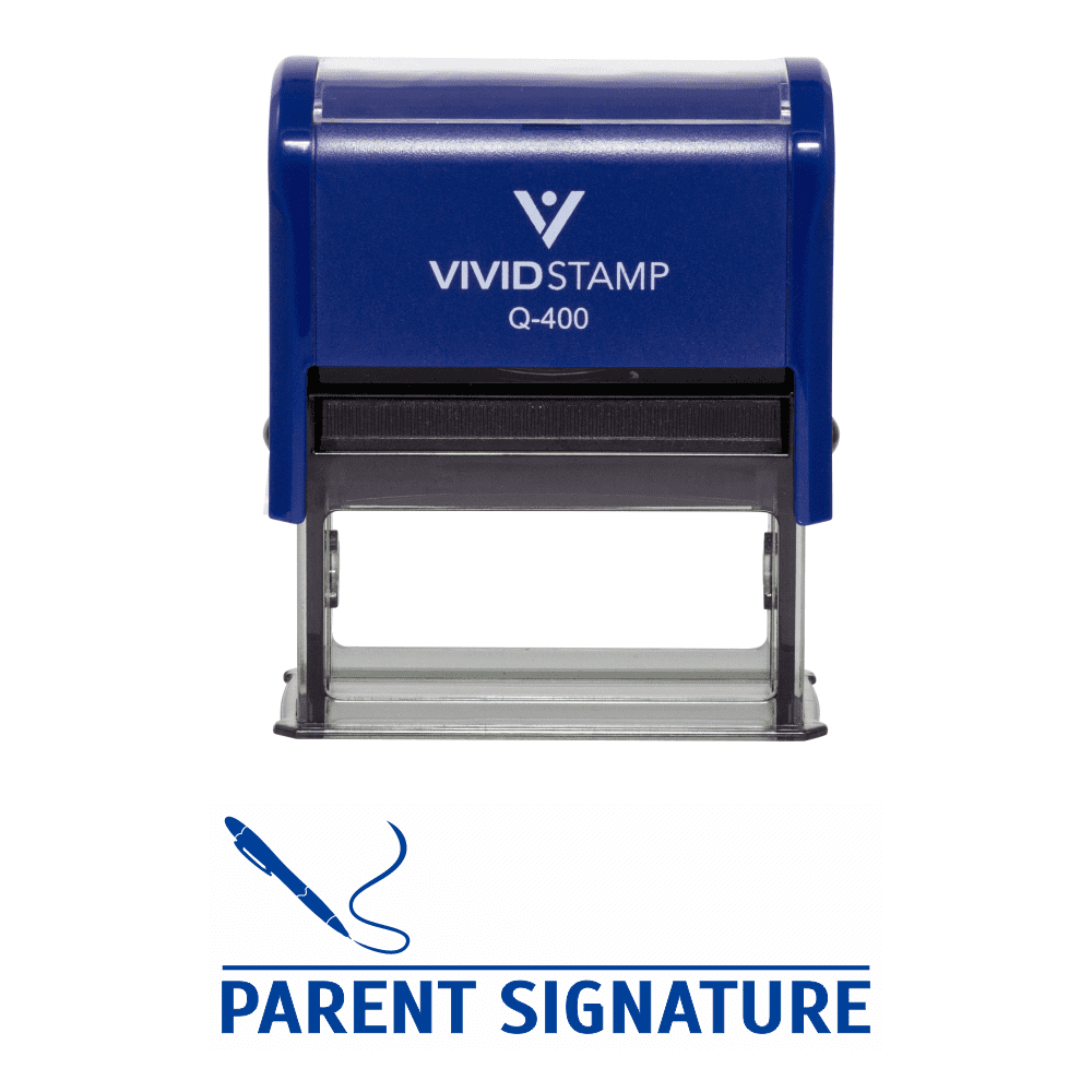 Vivid Stamp Parent Signature Teacher Self Inking Stamp (Blue Ink) - X ...