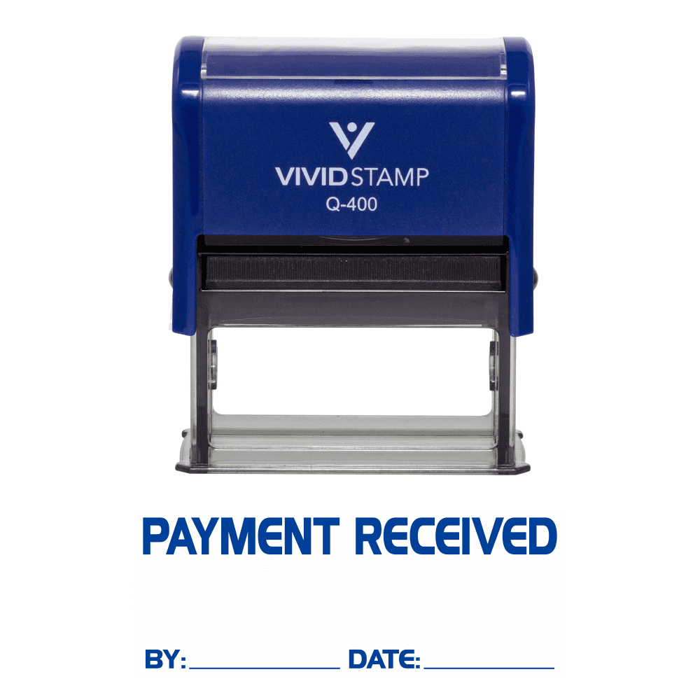 Vivid Stamp Payment Received By Date Self Inking Rubber Stamp (Blue Ink ...