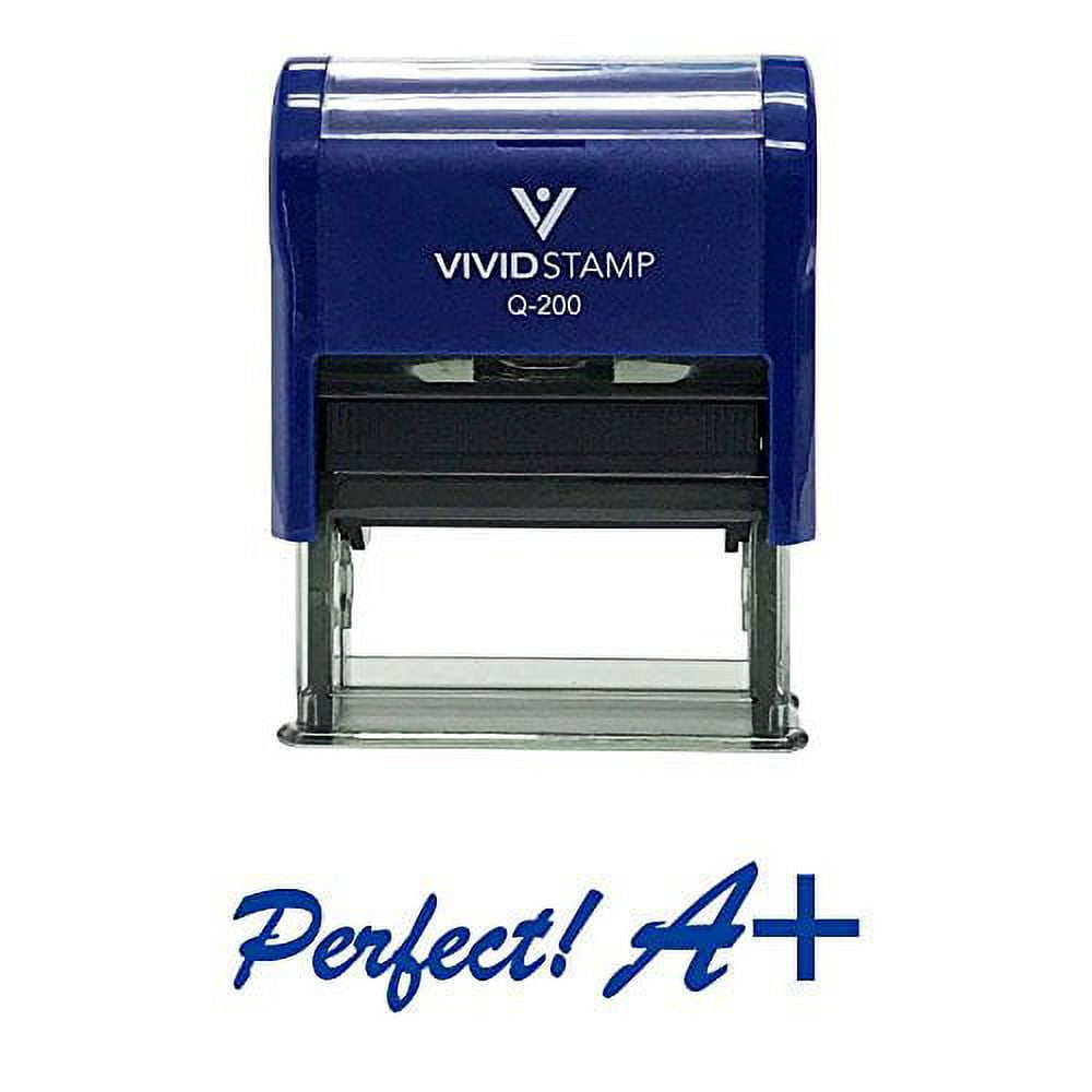 Vivid Stamp Perfect A+ Teacher Self Inking Rubber Stamp (Blue Ink ...