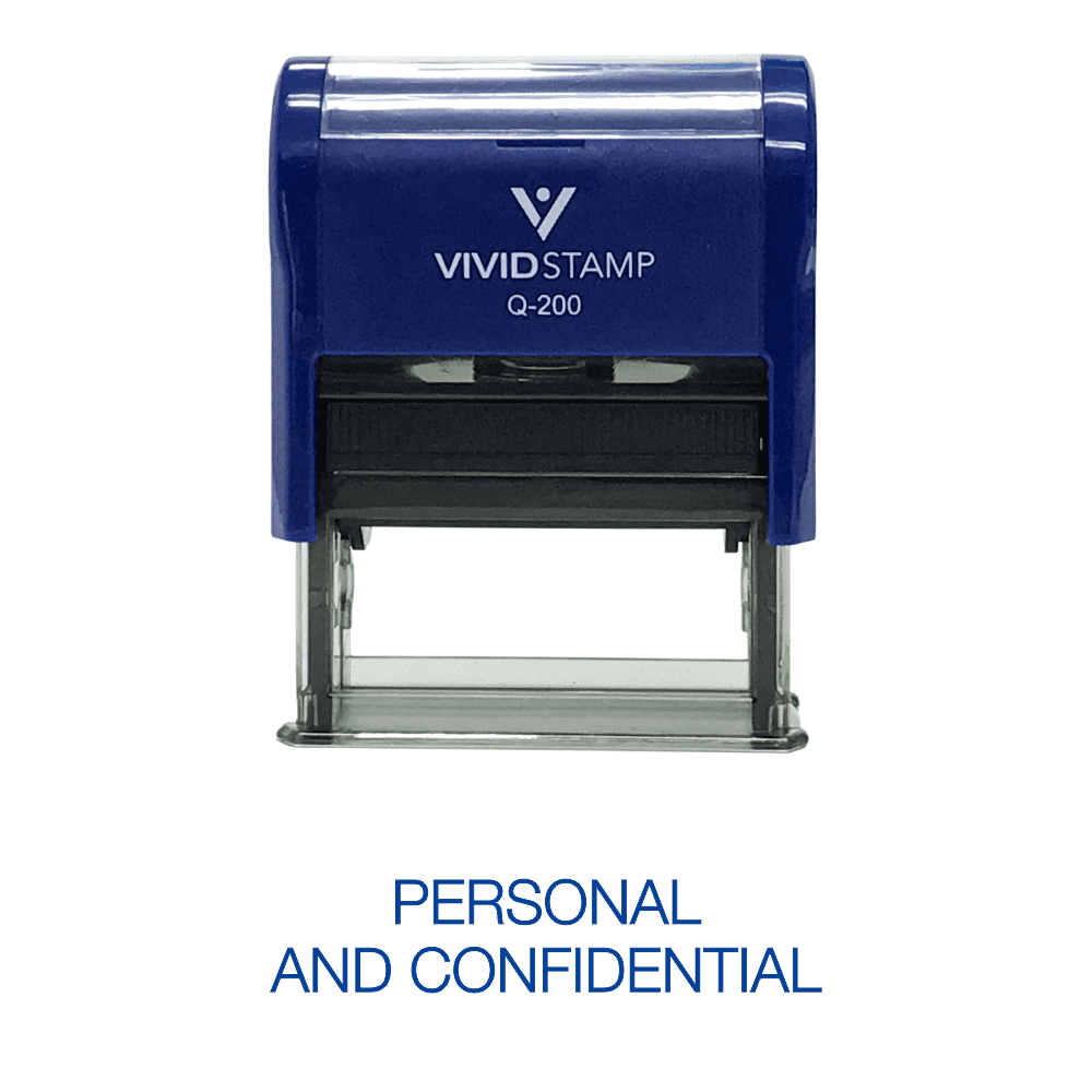 Vivid Stamp Personal And Confidential Rubber Stamp (Blue Ink) - Medium ...