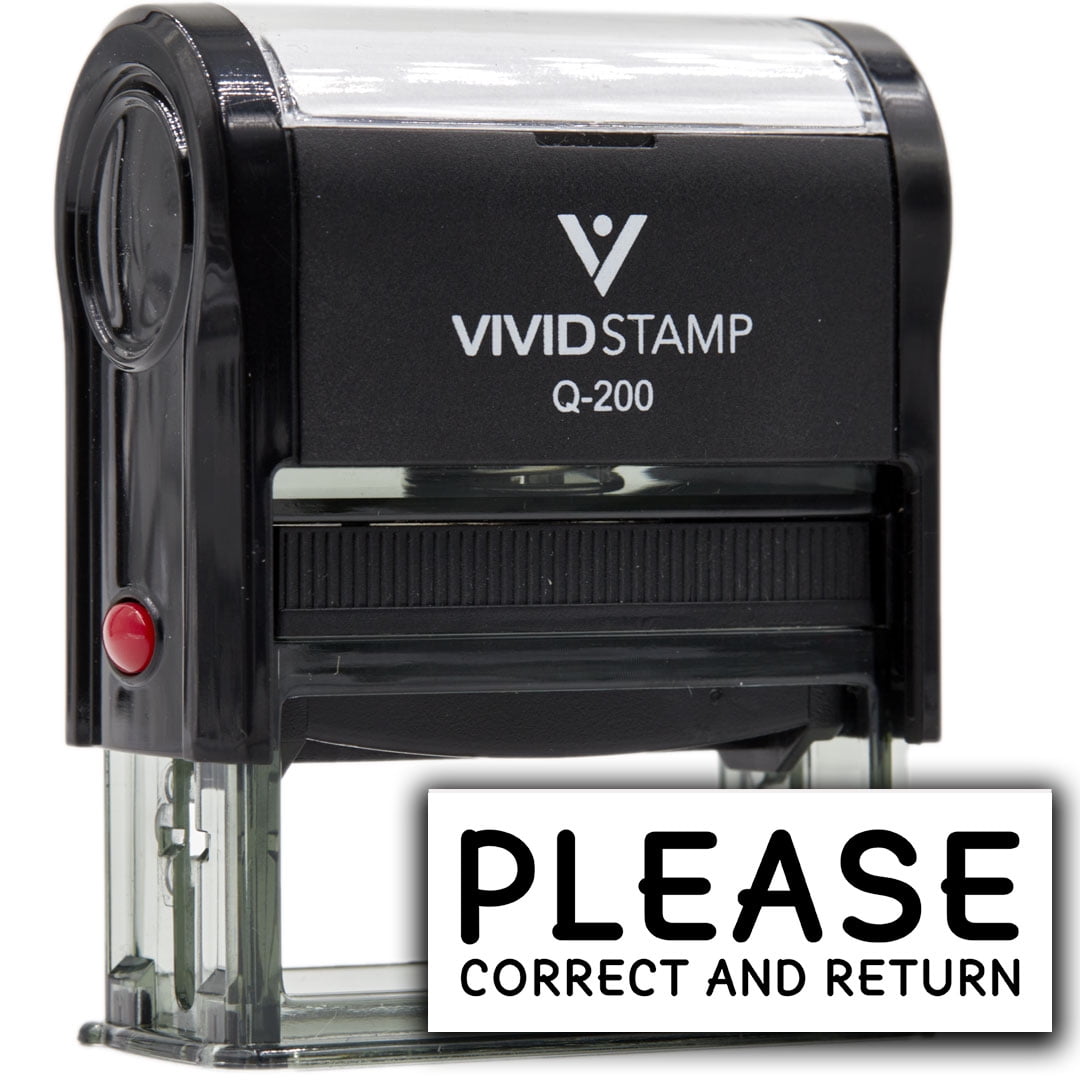 Vivid Stamp Please Correct and Return Self Inking Rubber Stamp (Black ...