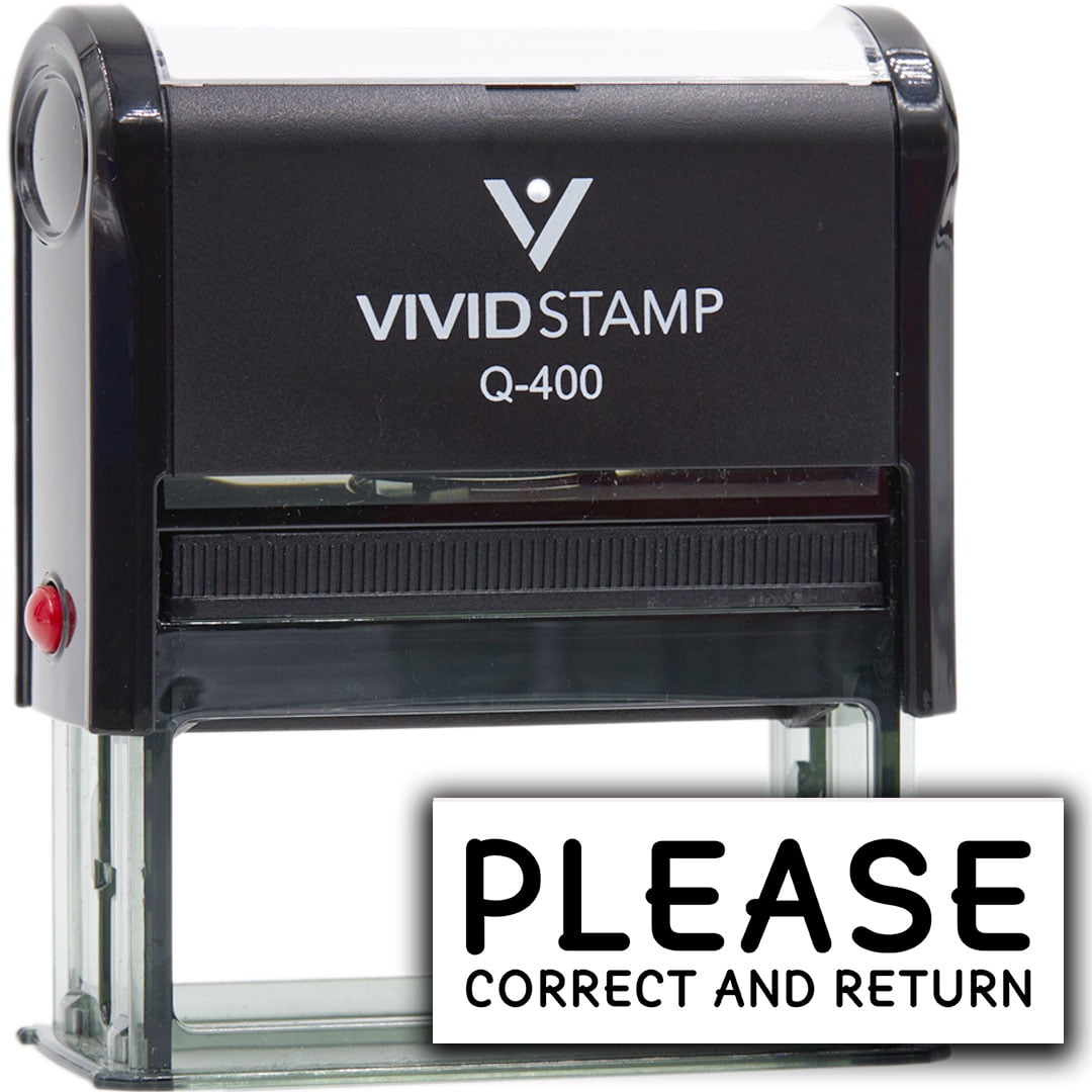 Vivid Stamp Please Correct and Return Self Inking Rubber Stamp (Black ...