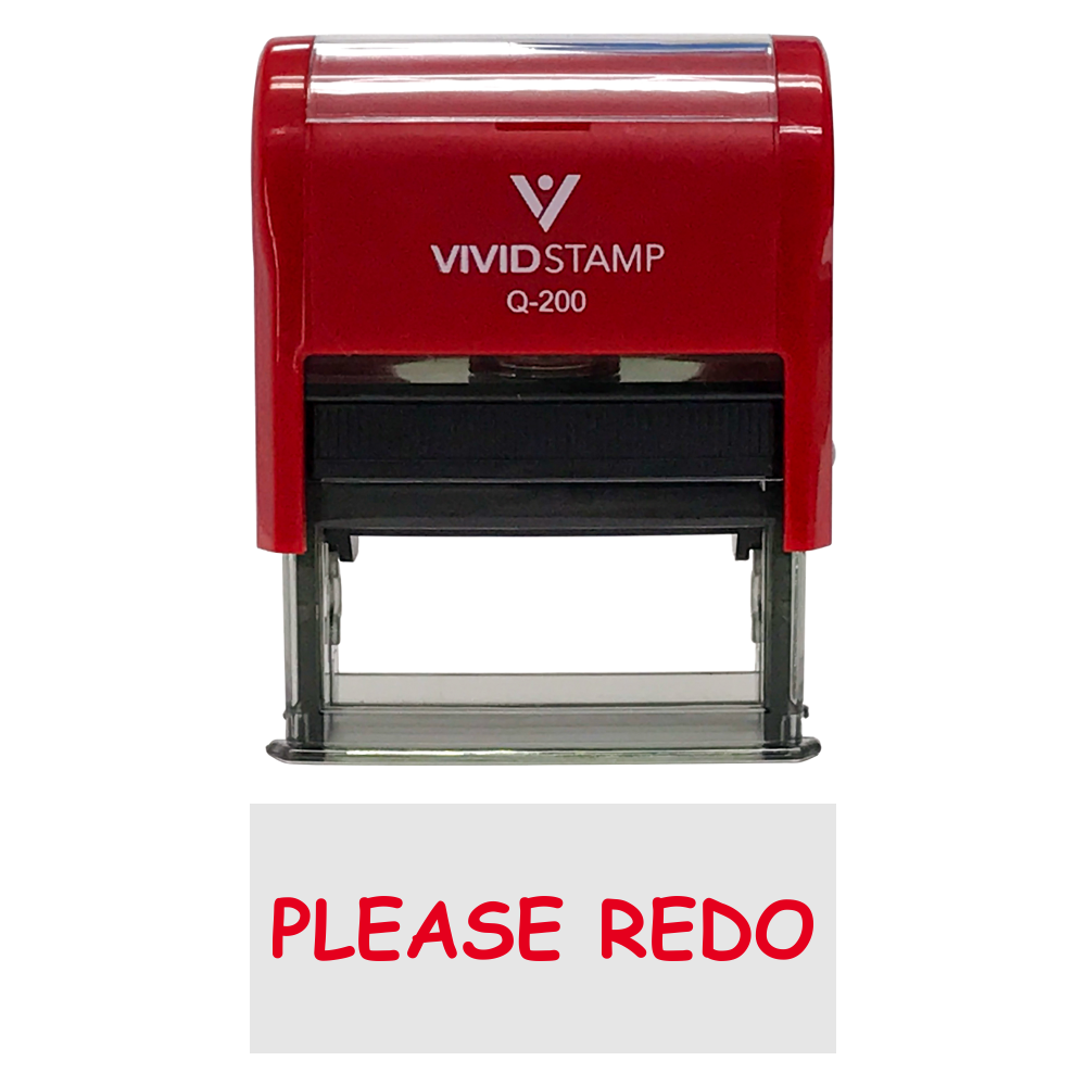 Vivid Stamp Please Redo Teacher Self-Inking Office Rubber Stamp (Red ...