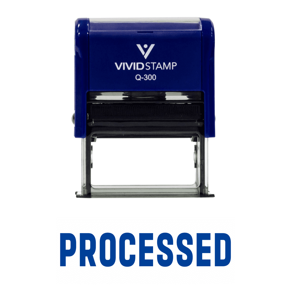 Vivid Stamp Processed Self Inking Rubber Stamp (Blue Ink) - Large ...