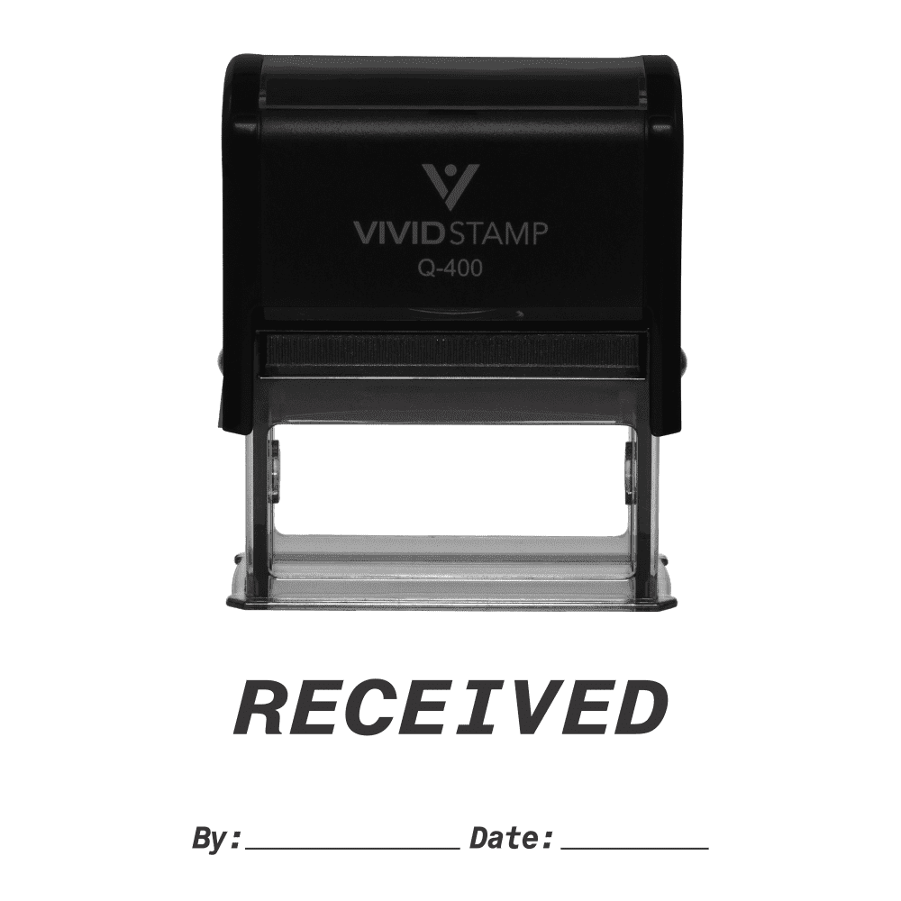 Vivid Stamp RECEIVED By Date Self Inking Rubber Stamp (Black Ink ...