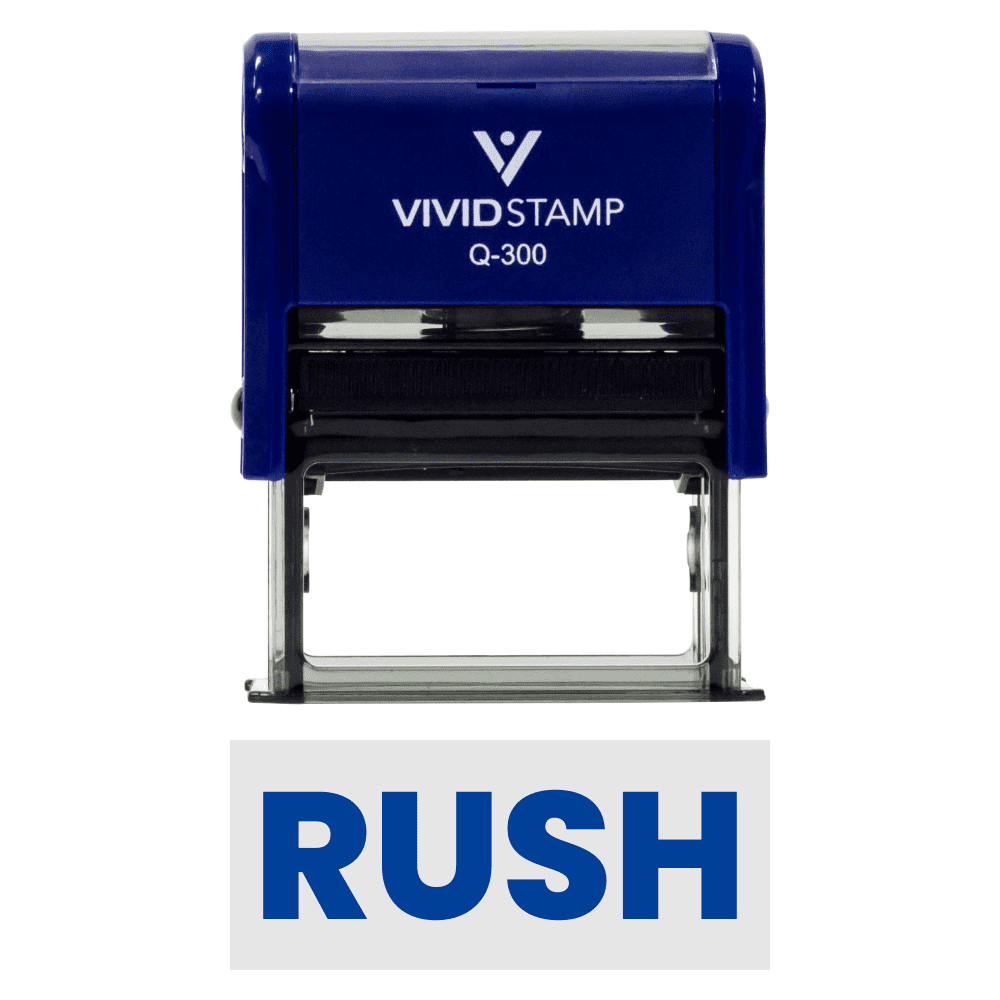Vivid Stamp RUSH Self-Inking Office Rubber Stamp (Blue) - Large ...