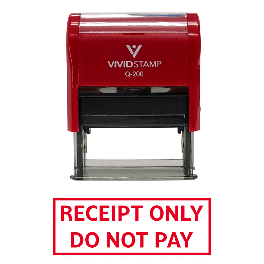 Vivid Stamp Receipt Only Do Not Pay Self Inking Rubber Stamp (Red Ink ...