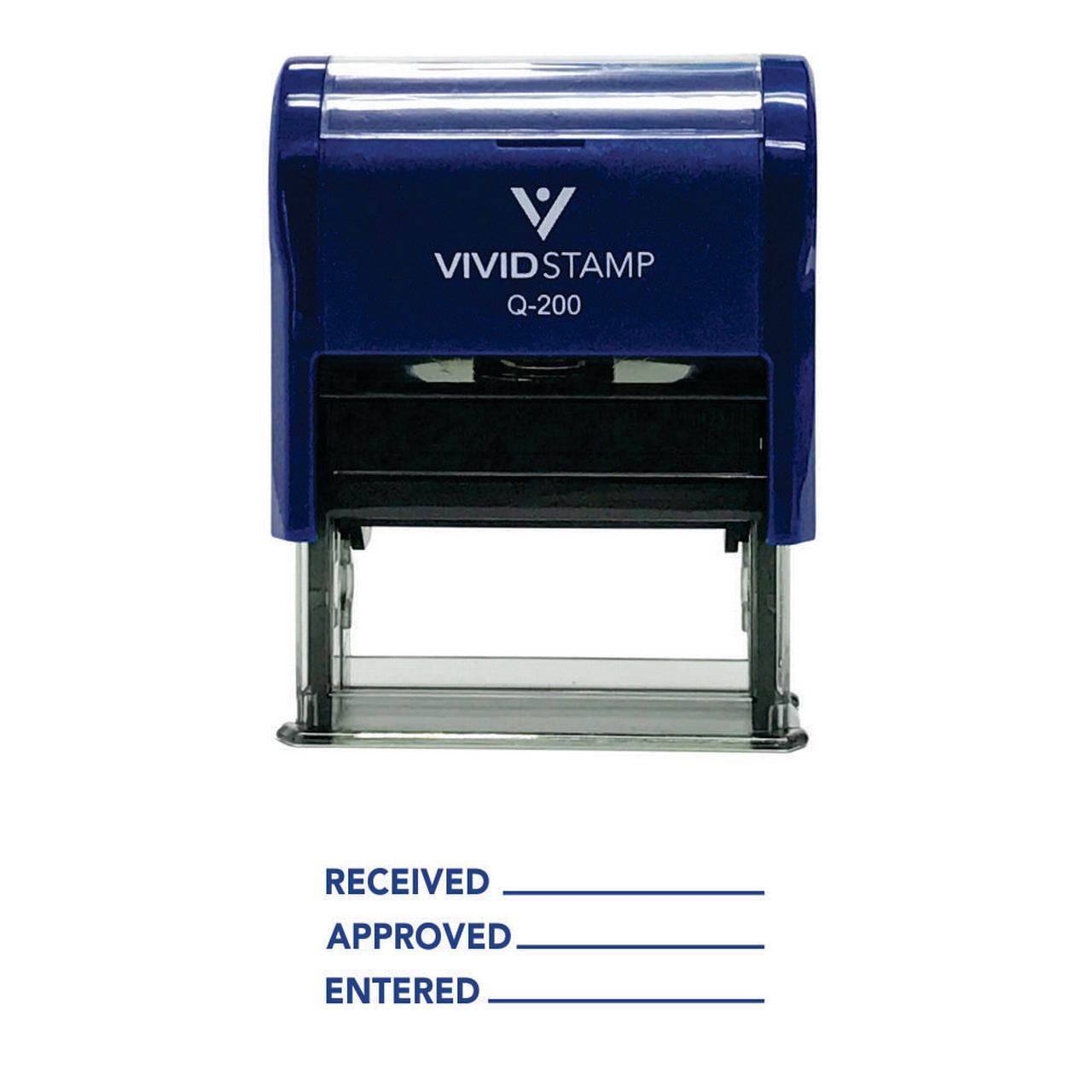 Vivid Stamp Received Approved Entered Self Inking Rubber Stamp (Blue ...