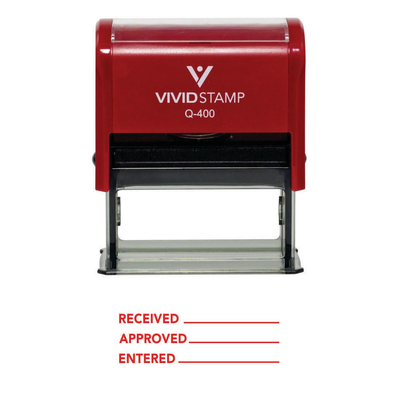 Vivid Stamp Received Approved Entered Self Inking Rubber Stamp (Red Ink ...
