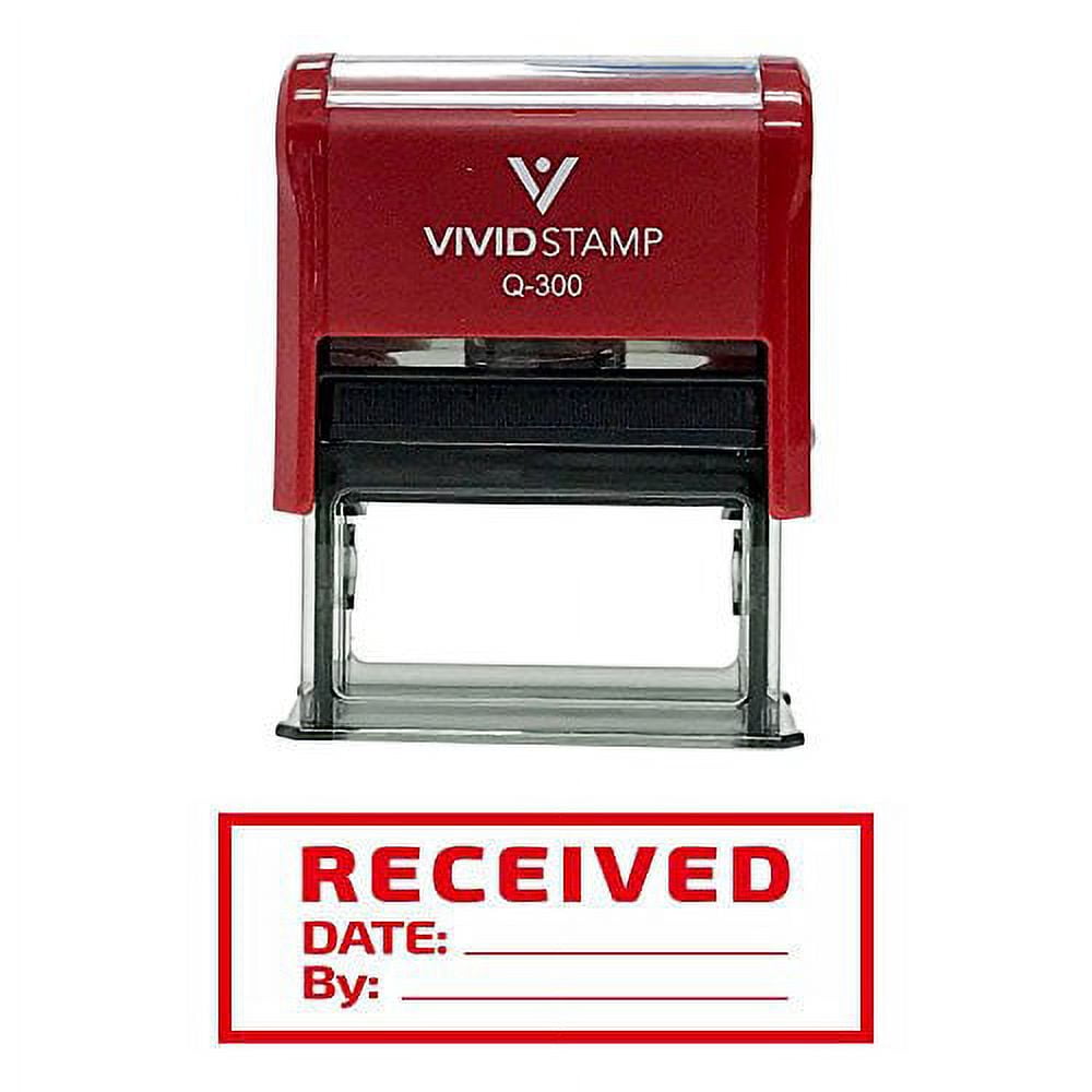 Vivid Stamp Received W/Border Self-Inking Office Rubber Stamp (Red ...