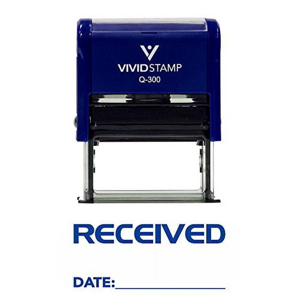 Vivid Stamp Received W/Date Line Self-Inking Office Rubber Stamp (Blue ...