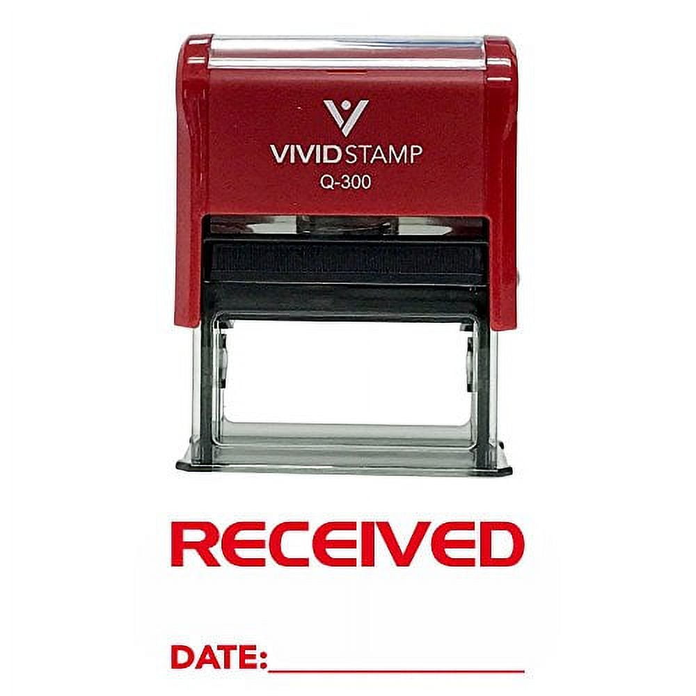 Vivid Stamp Received W/Date Line Self-Inking Office Rubber Stamp (Red ...
