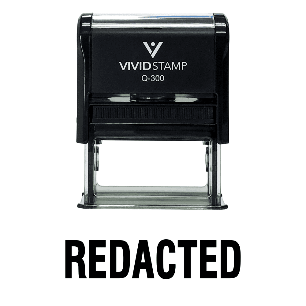 Vivid Stamp Redacted Self Inking Rubber Stamp (Black Ink) - Large ...