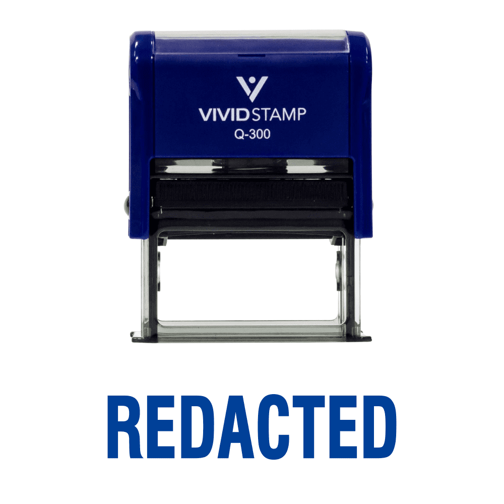 Vivid Stamp Redacted Self Inking Rubber Stamp (Blue Ink) - Large ...