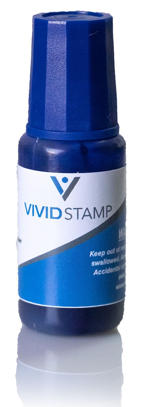 Vivid Stamp Refill Ink, 0.33 Oz, Blue, Compatible with Self-Inking ...