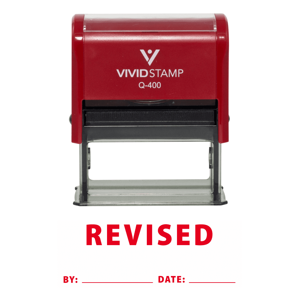 Vivid Stamp Revised By Date Self Inking Rubber Stamp (Red Ink) X-Large - Walmart Business Supplies