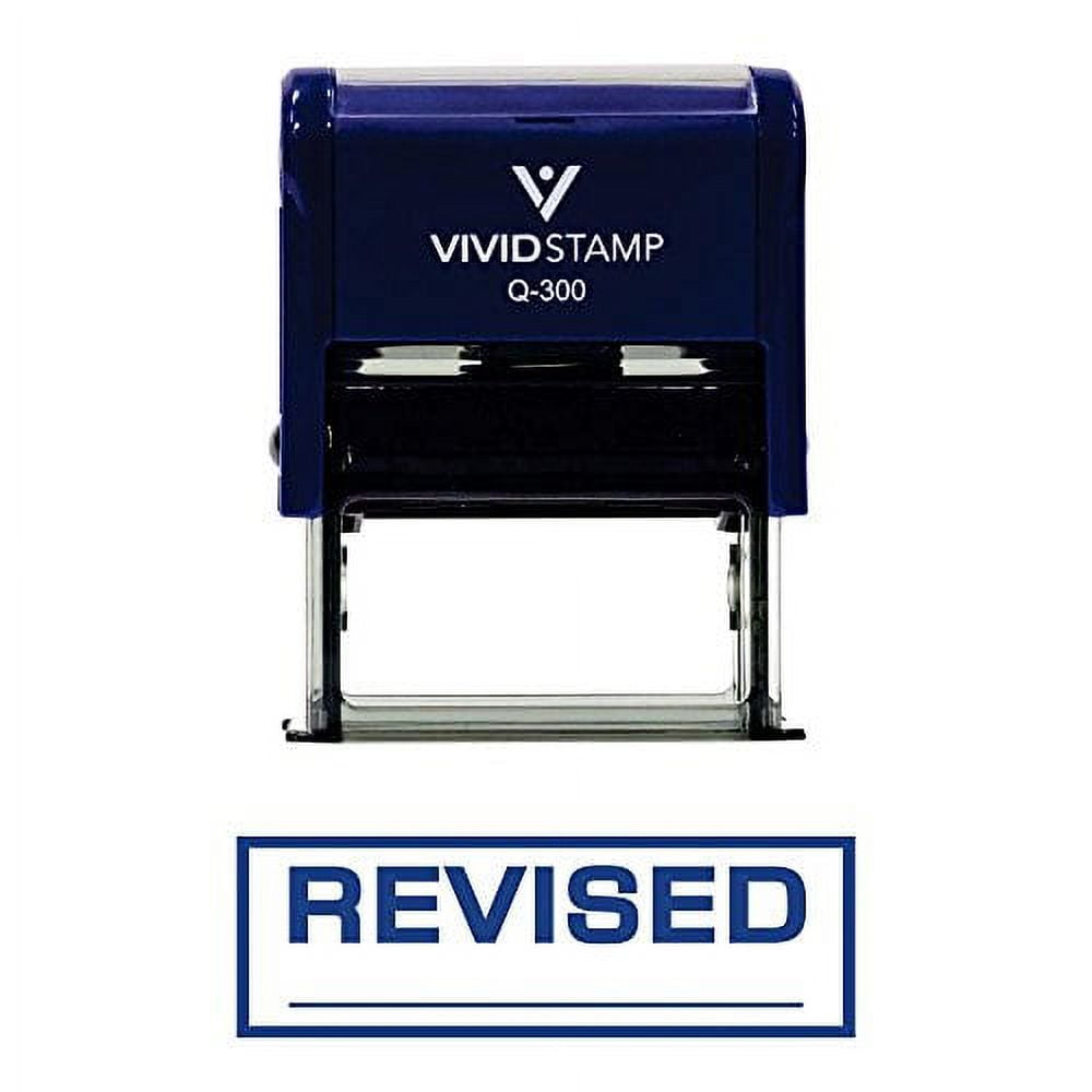 Vivid Stamp Revised Self-Inking Office Rubber Stamp (Blue) - L ...