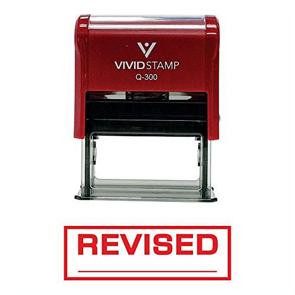 Vivid Stamp Revised Self-Inking Office Rubber Stamp (Red) - L - Walmart.com