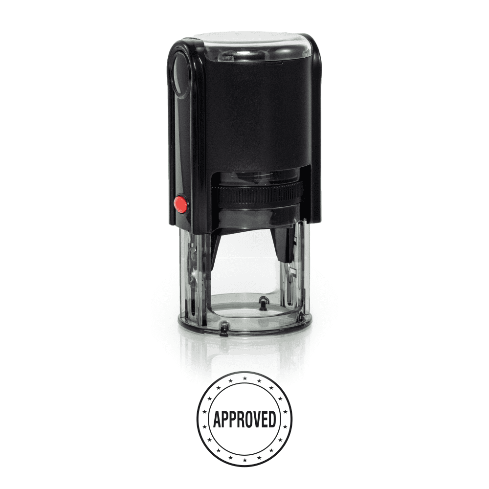 Vivid Stamp Round Approved Self Inking Rubber Stamp (Black Ink) Size 1 ...