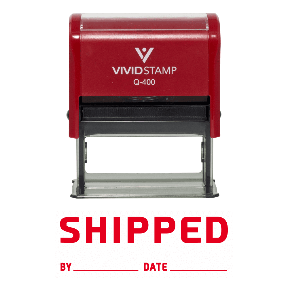 Vivid Stamp SHIPPED By Date Self Inking Rubber Stamp (Red Ink) - X ...