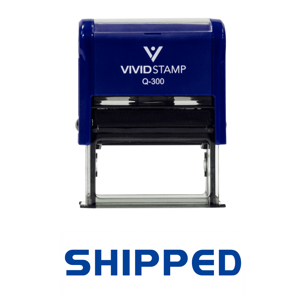 Vivid Stamp SHIPPED Self Inking Rubber Stamp (Blue Ink) - Large ...