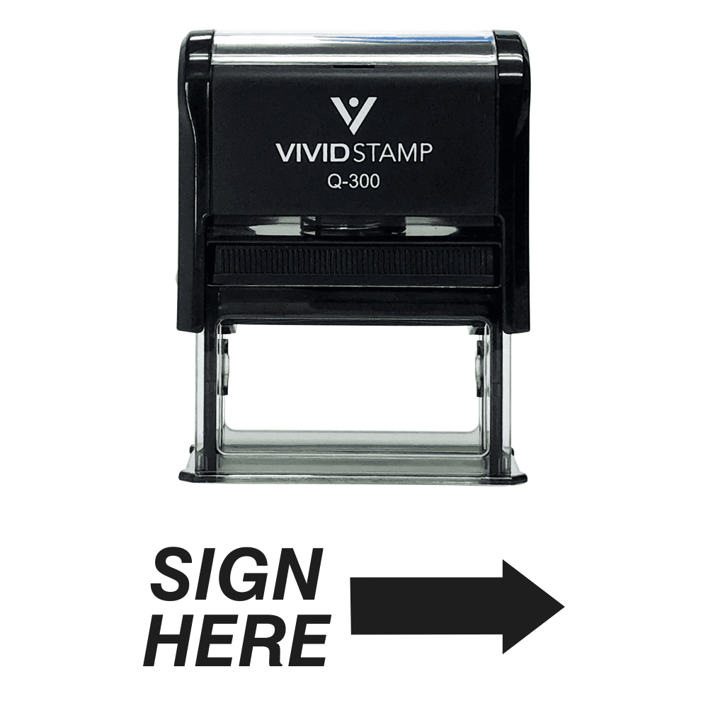 Vivid Stamp SIGN HERE Self Inking Rubber Stamp (Black Ink) - Large ...