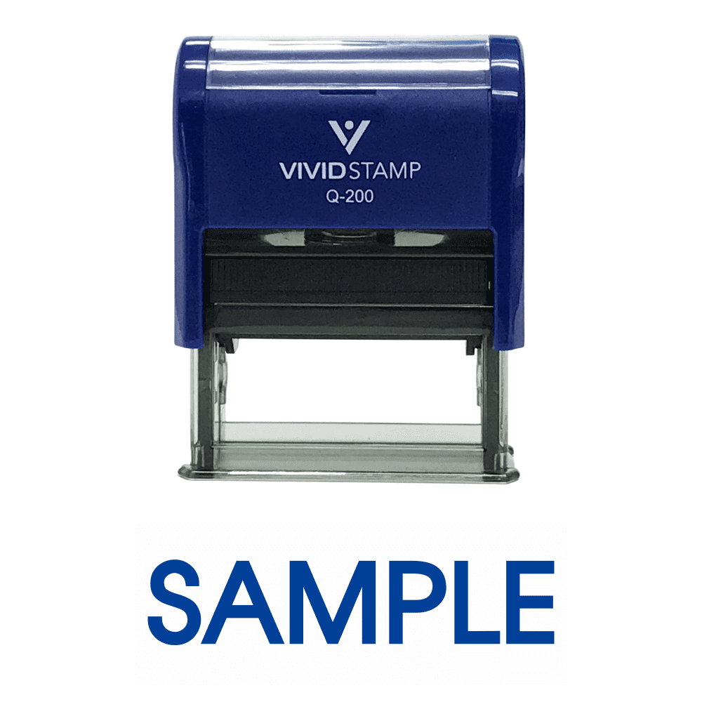 Vivid Stamp Sample Self Inking Rubber Stamp (Blue Ink) - Medium ...