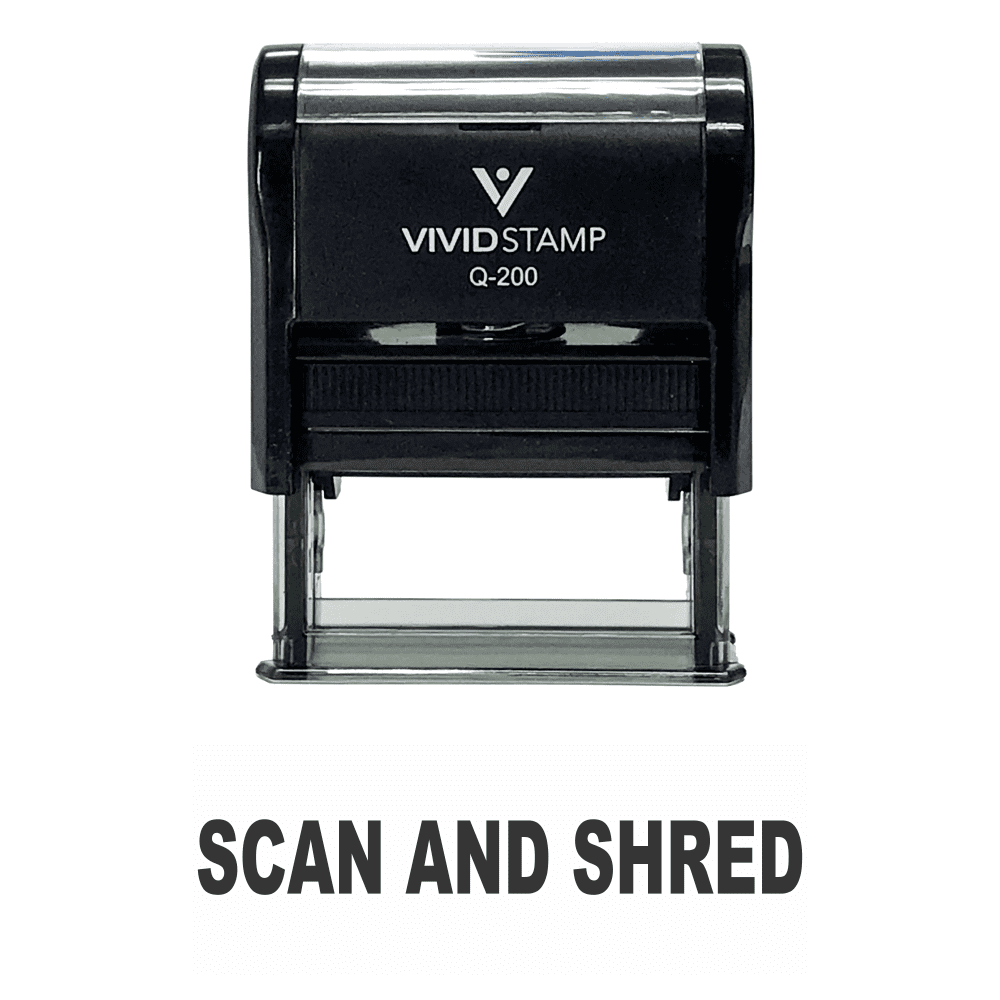 Vivid Stamp Scan And Shred Self Inking Rubber Stamp (Black Ink ...