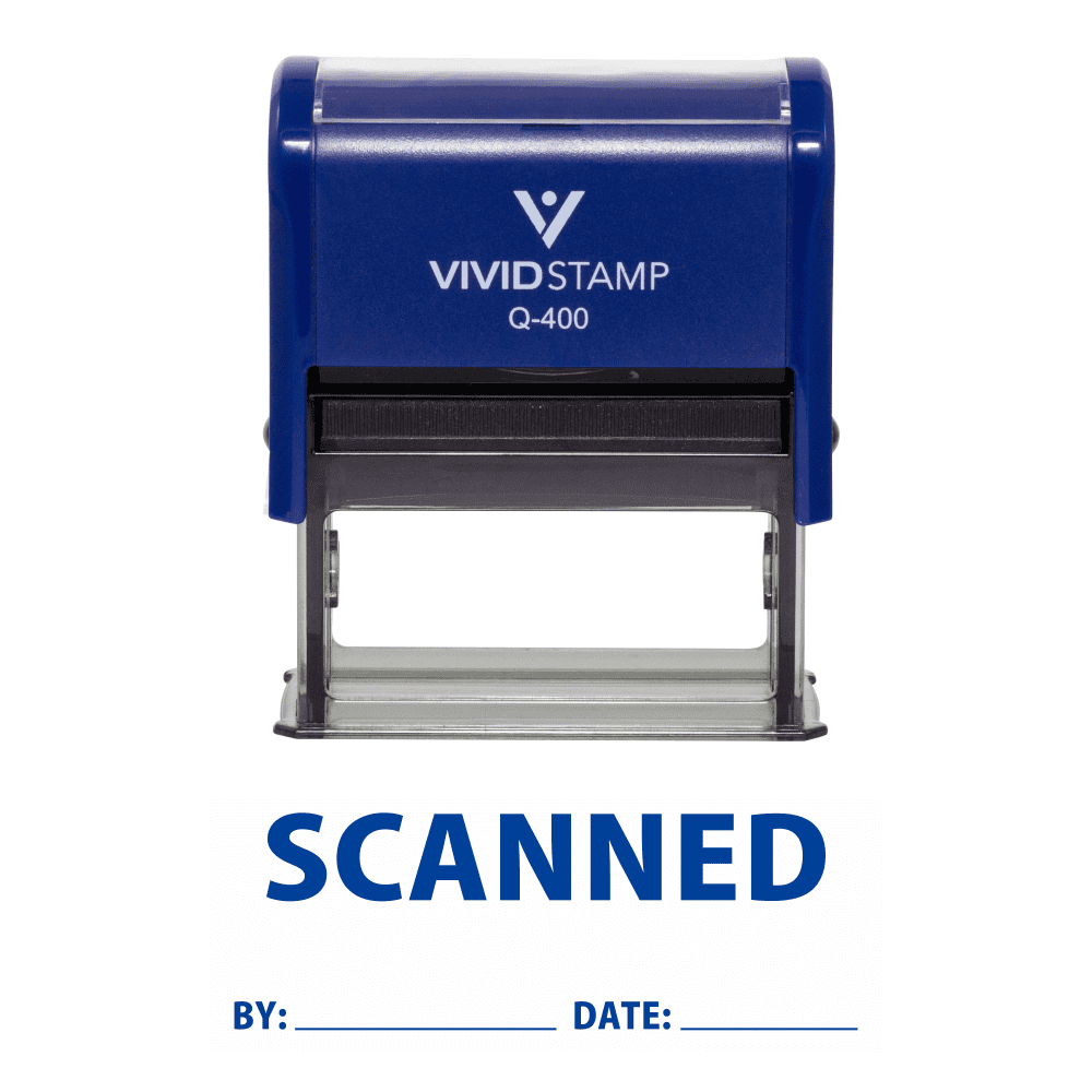 Vivid Stamp Scanned By Date Self Inking Rubber Stamp (Blue Ink) X-Large ...