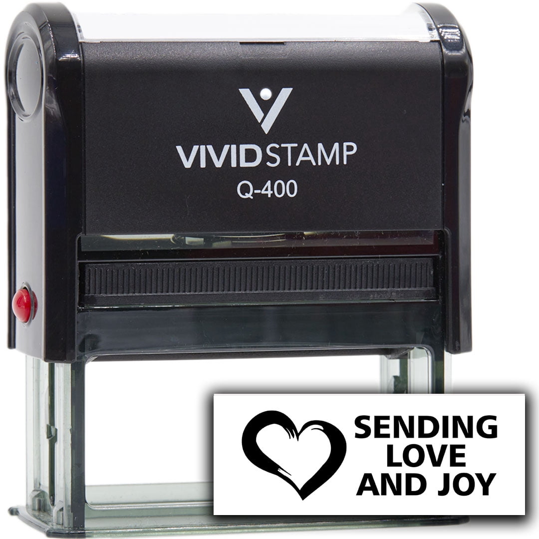 Vivid Stamp Sending Love and Joy Self Inking Rubber Stamp (Black Ink ...