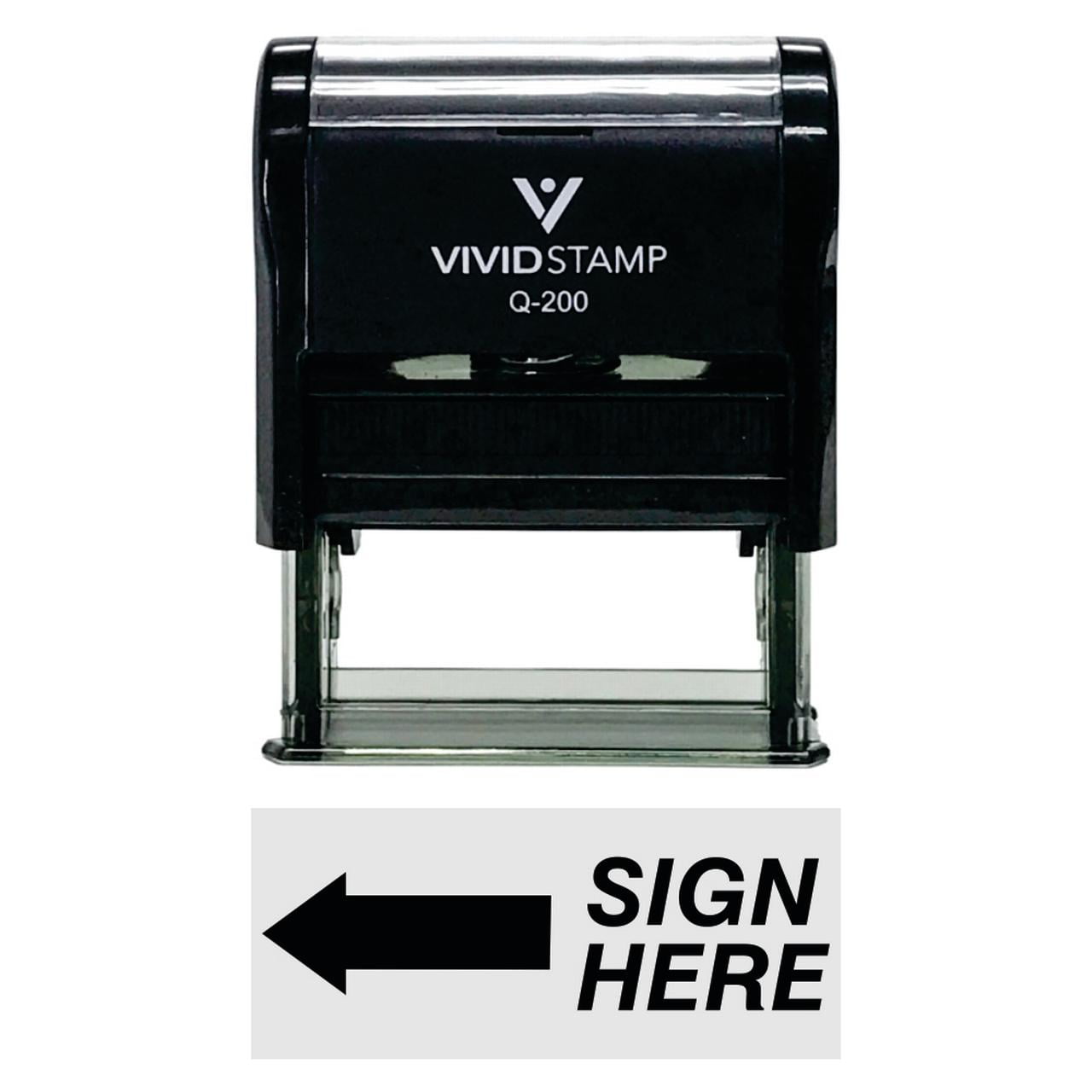 Vivid Stamp Sign Here Left Arrow Self-Inking Office Rubber Stamp (Black ...