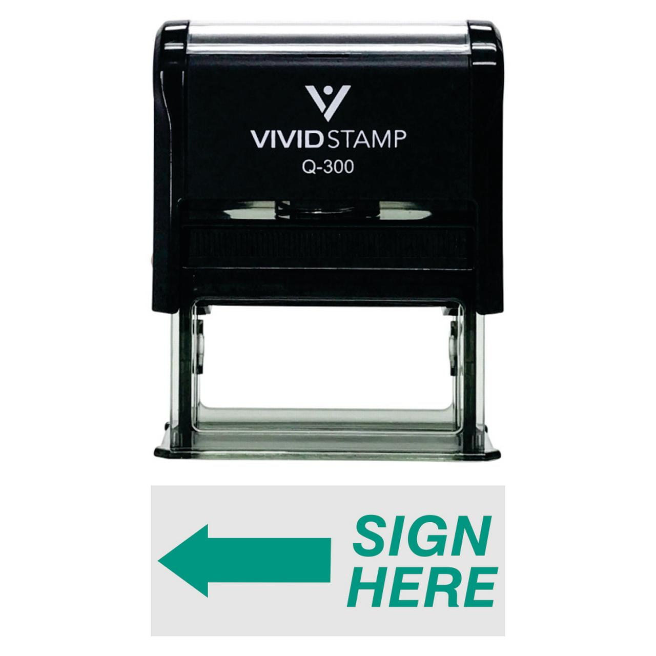 Vivid Stamp Sign Here Left Arrow Self-Inking Office Rubber Stamp (Green ...