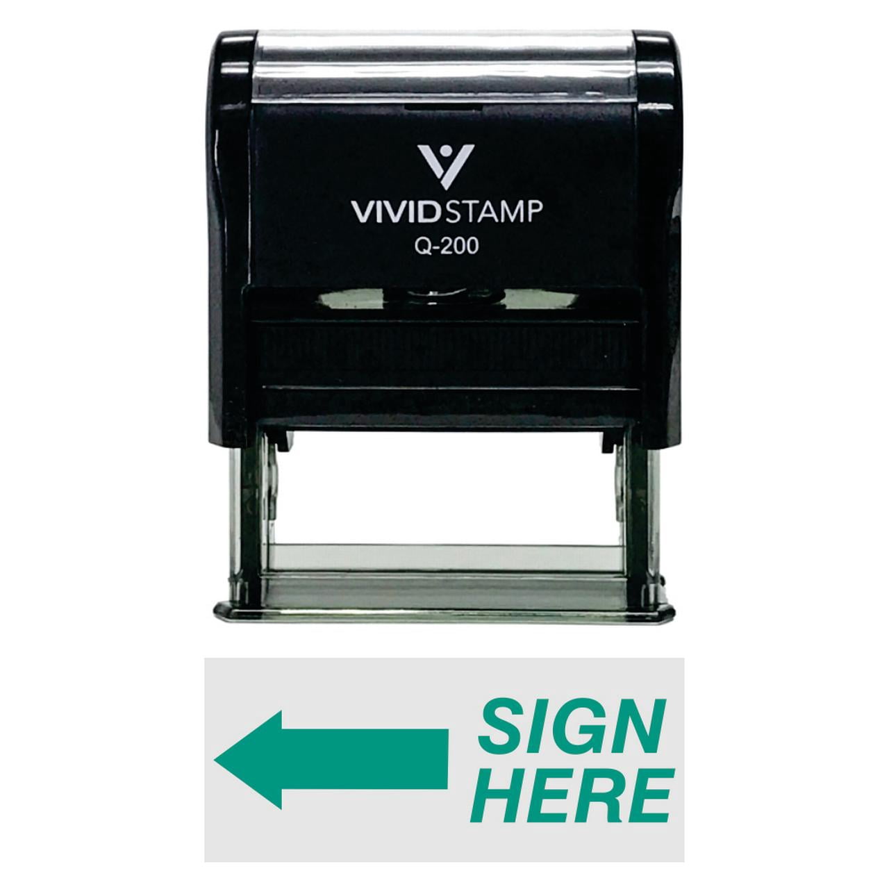 Vivid Stamp Sign Here Left Arrow Self-Inking Office Rubber Stamp (Green ...