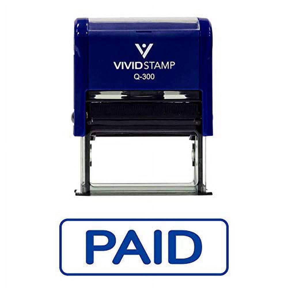 Vivid Stamp Simple Paid W/Border Self Inking Rubber Stamp (Blue Ink ...