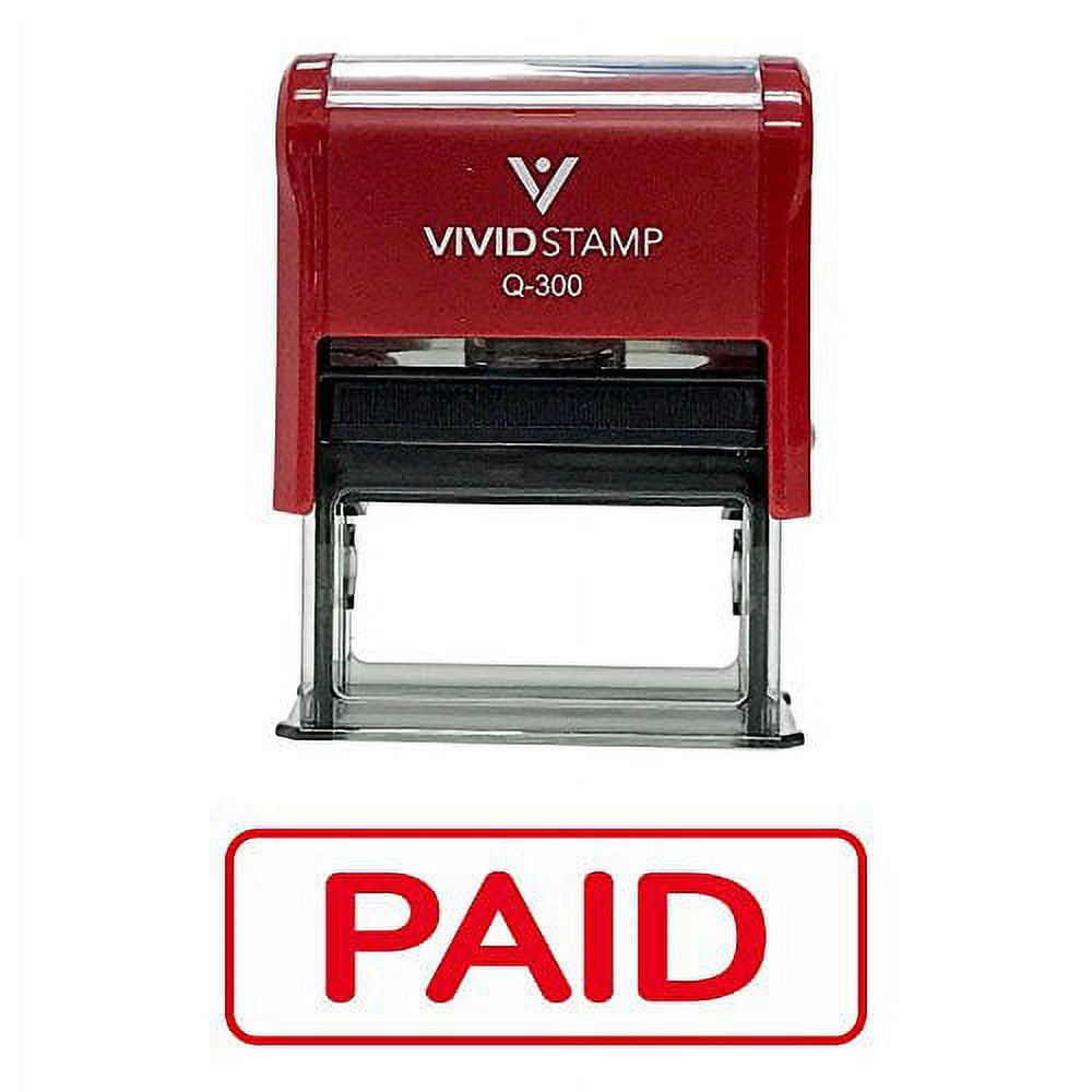 Vivid Stamp Simple Paid W/Border Self Inking Rubber Stamp (Red Ink ...