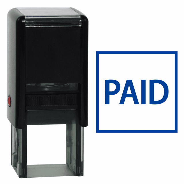 Vivid Stamp Square PAID Self Inking Rubber Stamp (Blue Ink) - Walmart.com